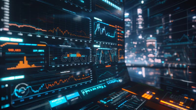 Computer Screen Displaying Extensive Data Analysis Stock Photo - Image ...