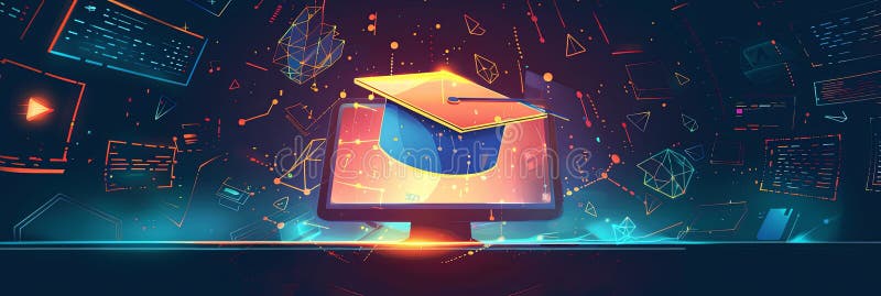 A Computer Screen Displaying a Graduation Cap Symbolizing Online ...