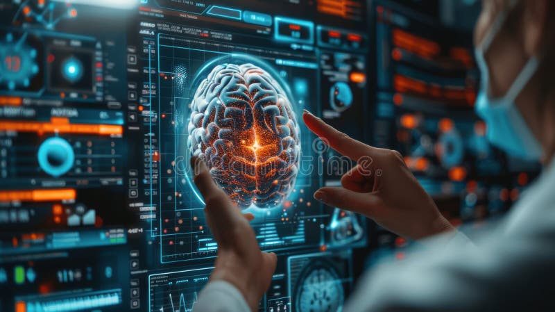 Computer Screen Displaying Human Brain Stock Image - Image of computer ...