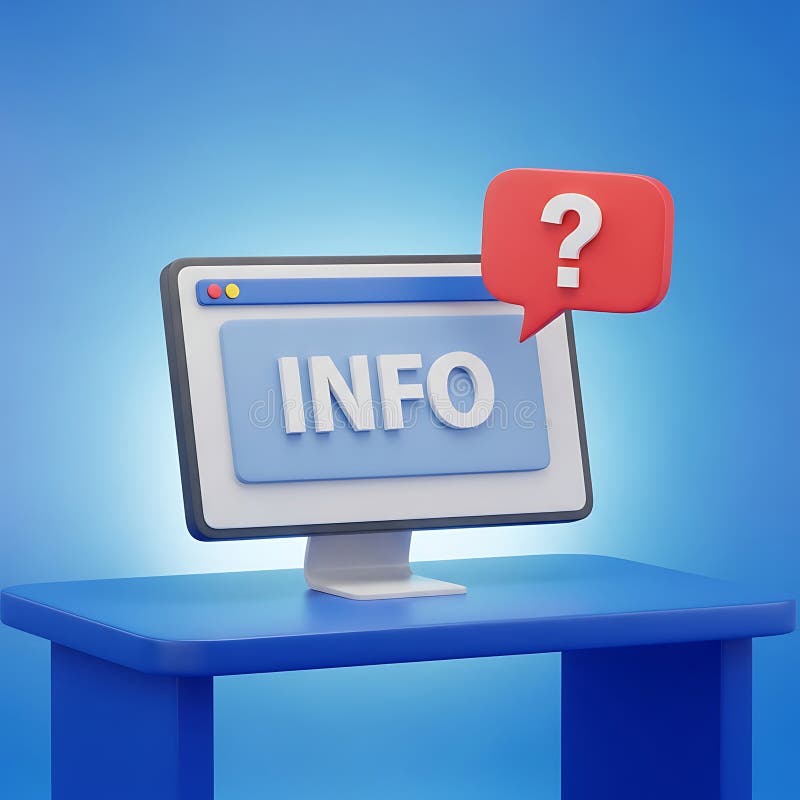 Computer Screen Displaying Information with a Question Mark Bubble ...