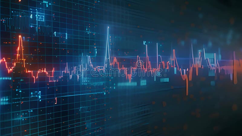 Computer Screen Showing Red and Blue Lines Stock Video - Video of ...