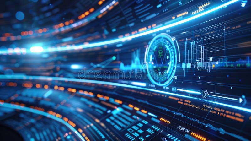 A Computer Screen Displaying a Large Amount of Information. Suitable ...