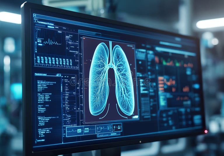 A Computer Screen Displaying Medical Images of the Lungs Stock Photo ...