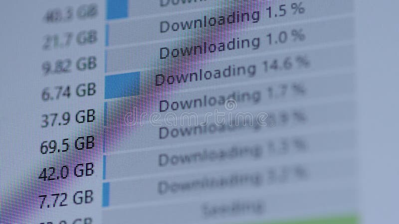 Computer Screen Displaying Multiple Files Actively Downloading, Showing ...