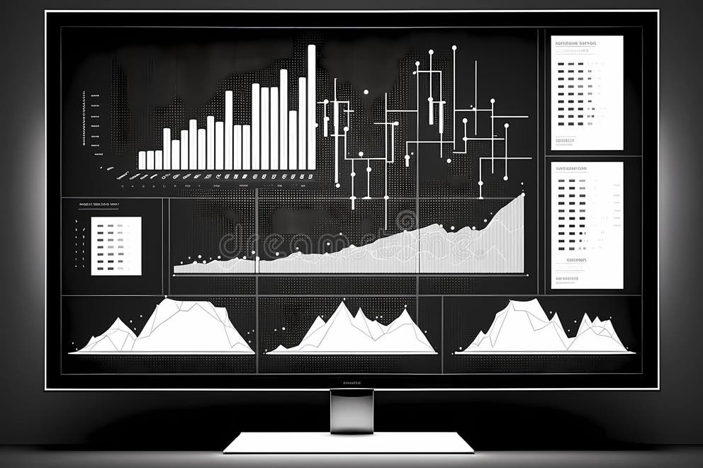 A Computer Screen Displaying Multiple Financial Reports and Graphs and Pie for Business ...