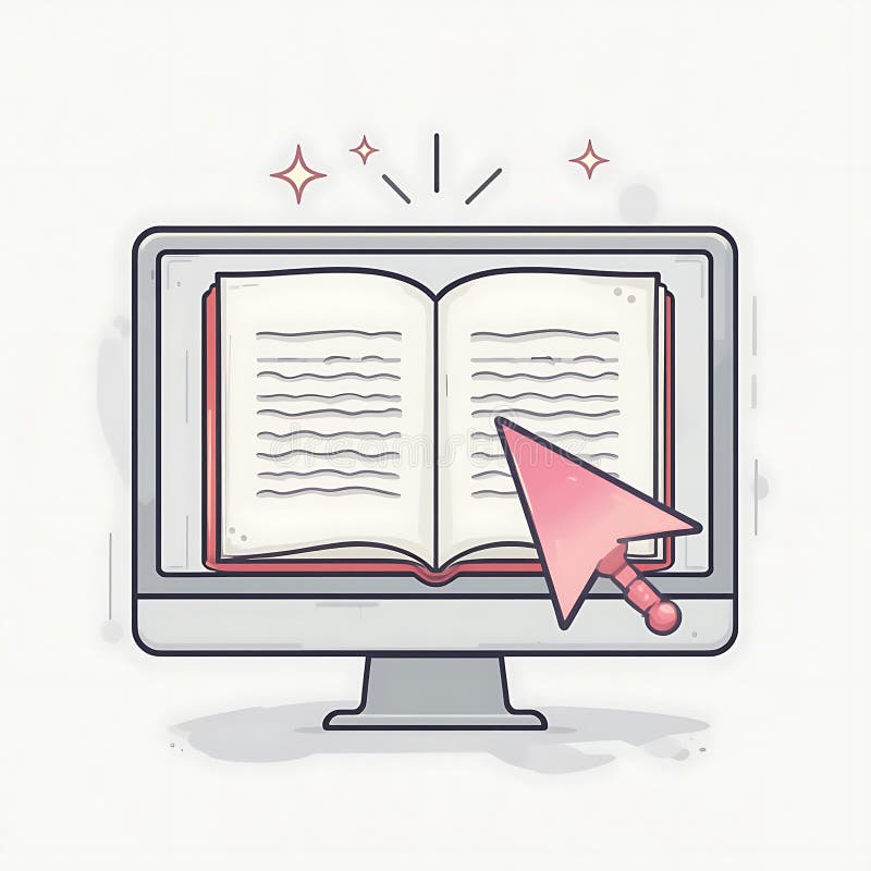 Computer Screen Displaying an Open Book with a Cursor. Stock ...