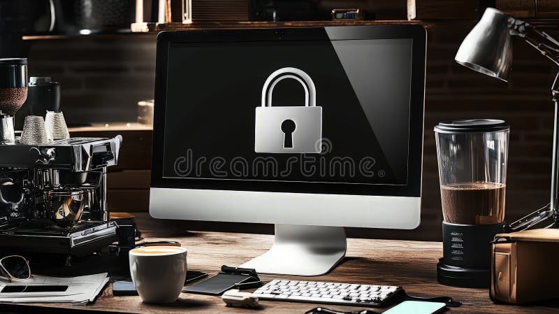 Computer Security - a Locked Screen Stock Image - Image of digital ...