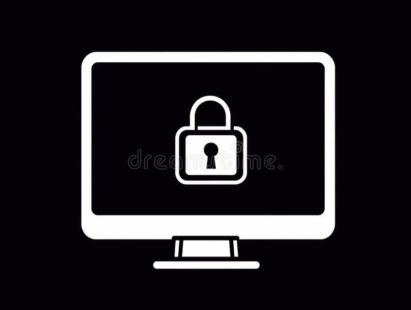 Security Screen Shows Locked Padlock Icon Computer Stock Photos - Free ...