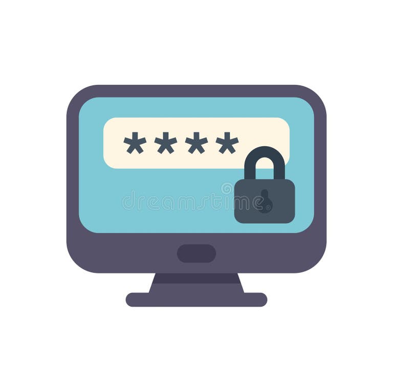 Computer Screen Displaying Password Protected Login With Lock Icon