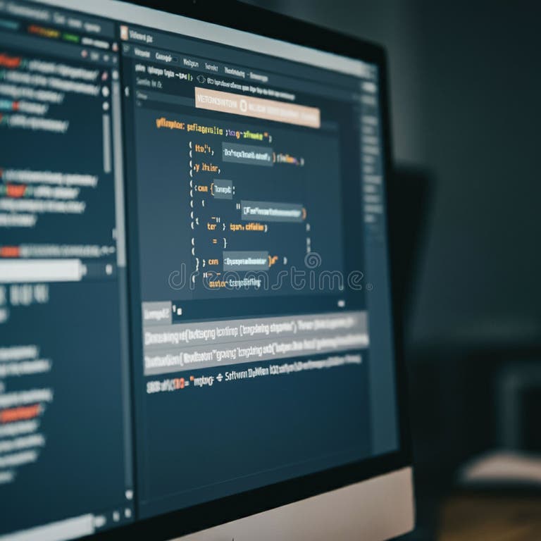 Computer Screen Displaying Programming Code with Syntax Highlighting in ...
