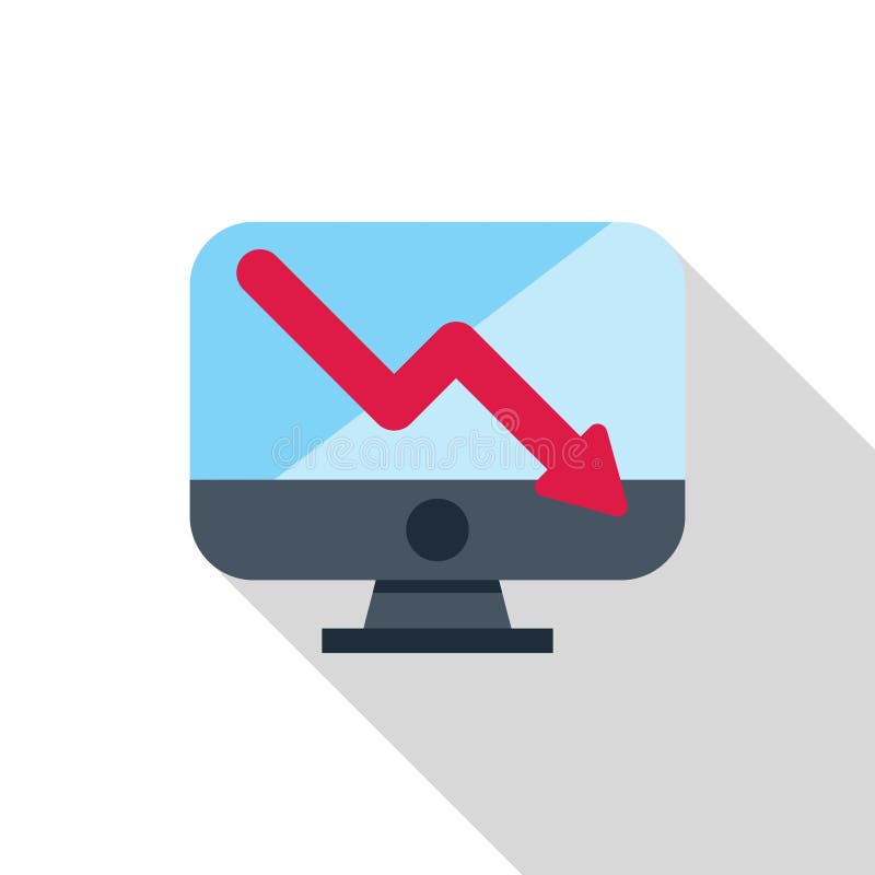 Computer Showing Red Downward Trend on Blue Background Stock ...