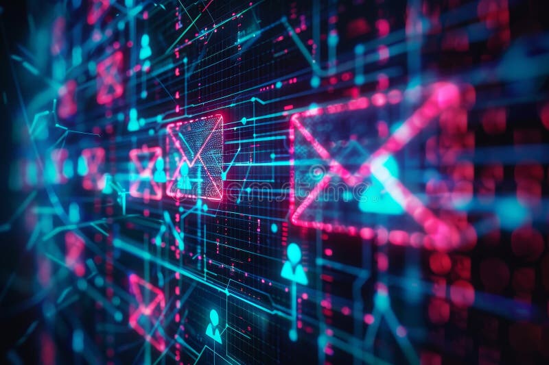 Computer Screen Displaying Various Email Icons for Communication and ...