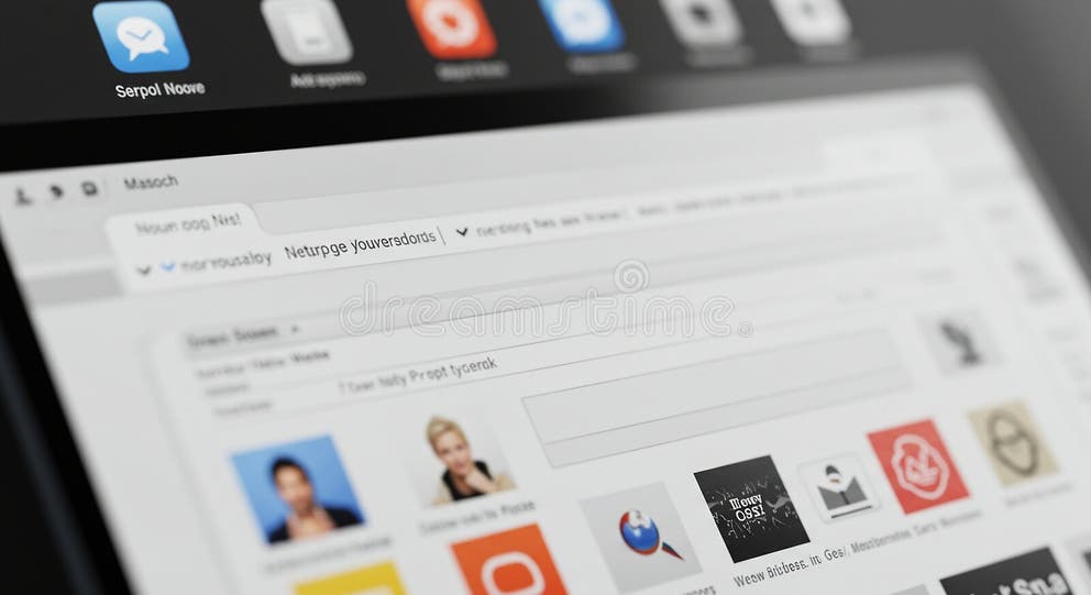 A Computer Screen Displaying a Web Browser Interface with Icons. the ...