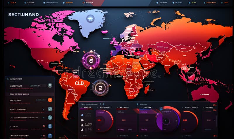Computer Screen Displaying World Map Stock Photo - Image of ...