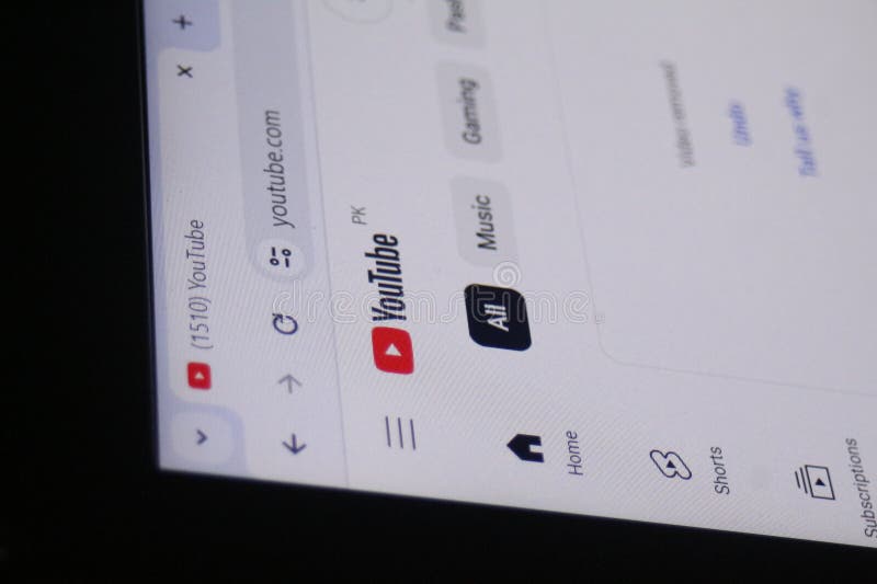 Close-up of YouTube Homepage on a Computer Screen Stock Image - Image ...