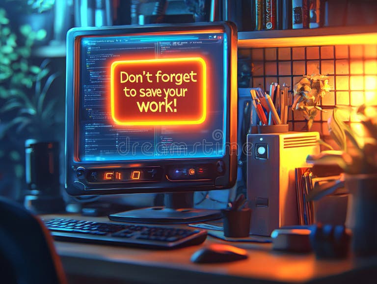 Computer Screen Displays Bright Pop Up Reminder Urging Users Save Their ...