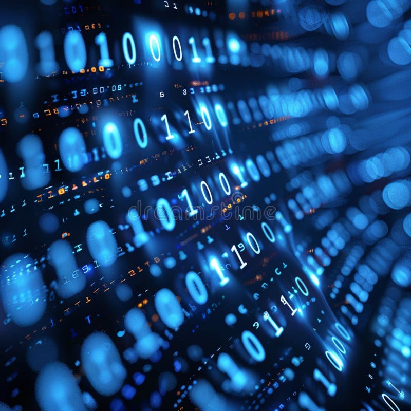 Computer Screen Displays Captivating Blue Digital Binary Data Backdrop ...