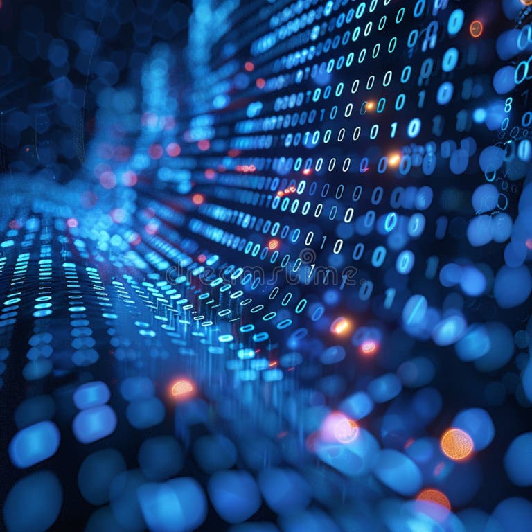 Computer Screen Displays Captivating Blue Digital Binary Data Backdrop Stock Illustration ...