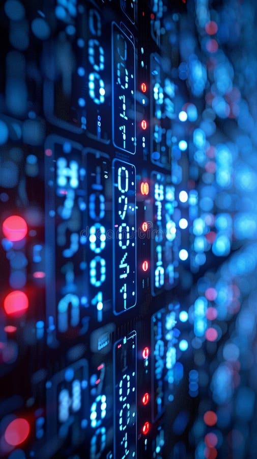 Computer Screen Displays Captivating Blue Digital Binary Data Backdrop ...