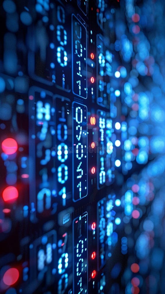 Computer Screen Displays Captivating Blue Digital Binary Data Backdrop ...