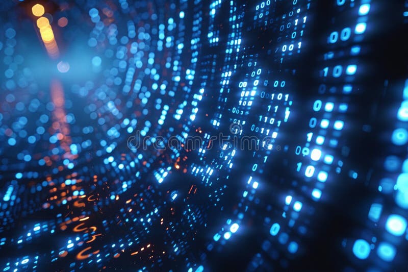 Computer Screen Displays Captivating Blue Digital Binary Data Backdrop ...