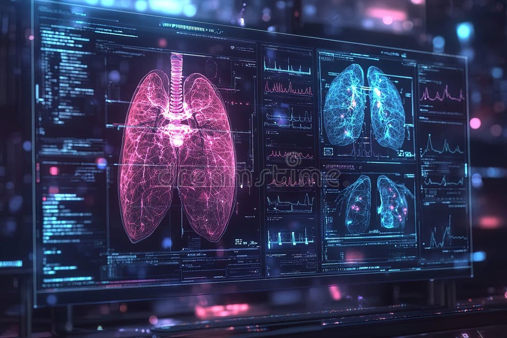 Digital Lung Scan Analysis Shows Respiratory System Data Stock Photo ...