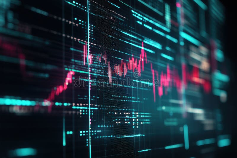 A Computer Screen Displays a Graph with Red and Blue Lines Stock Photo ...