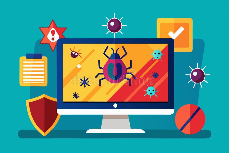 A Computer Screen Displays a Graphic Representation of a Malware Virus ...