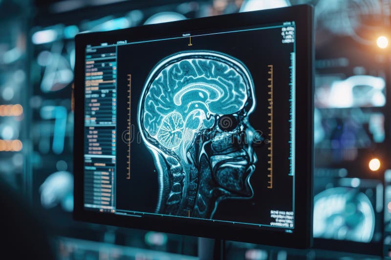 A Computer Screen Displays a Highly Detailed Brain Scan, Revealing ...