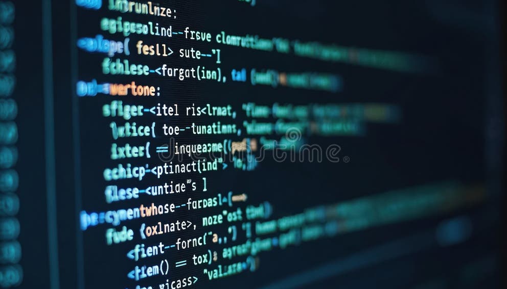 Computer Screen Displays Lines of Code. Intricate Details, Syntax of Software Programming on ...
