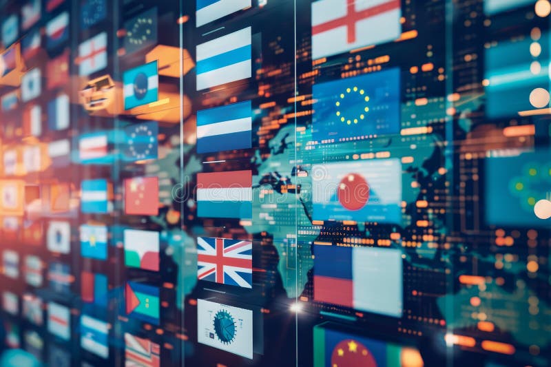 A Computer Screen Displays a Map of the World with Many Flags on it ...