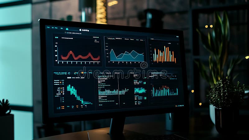 Computer Screen Displays Various Financial Data Graphs Stock ... Computer Screen Displays Various Financial Data Graphs Stock ...