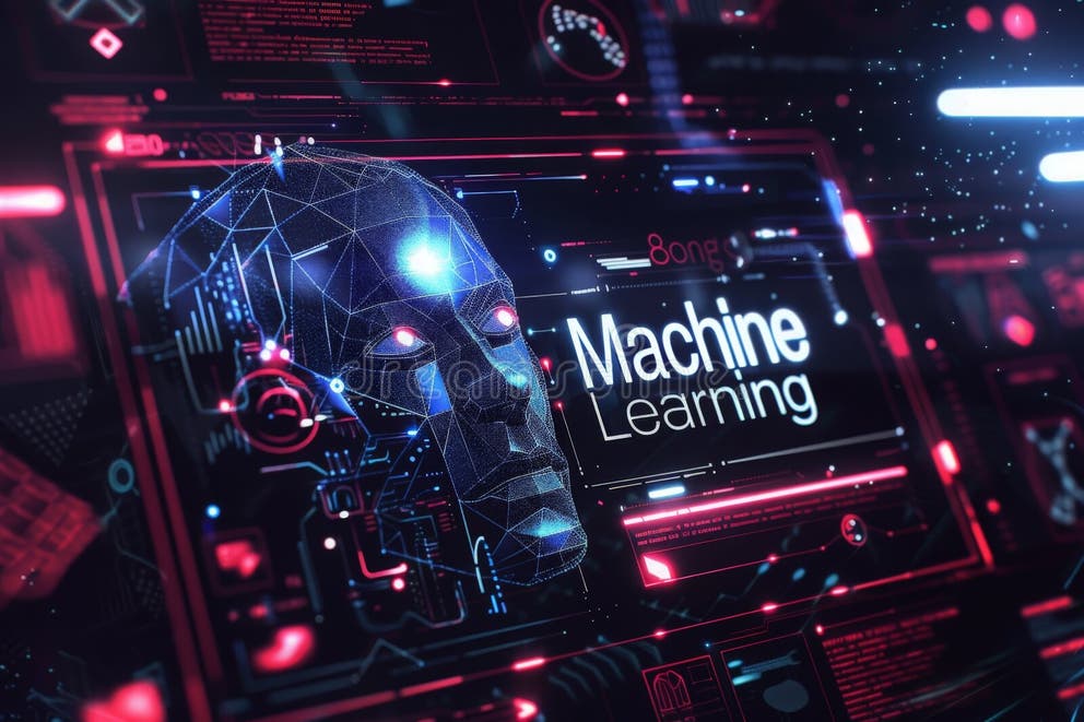 Illuminating Insights Machine Learning Unveiled Stock Illustration - Illustration of technology ...