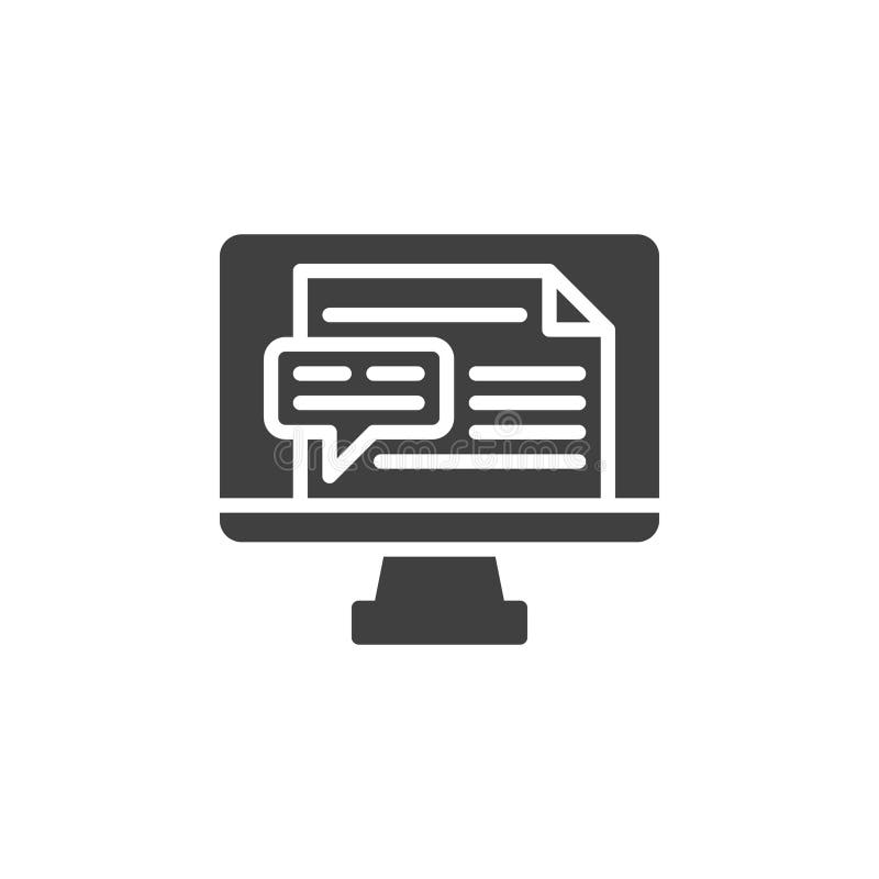 Computer Screen with Document and Comment Vector Icon Stock ...
