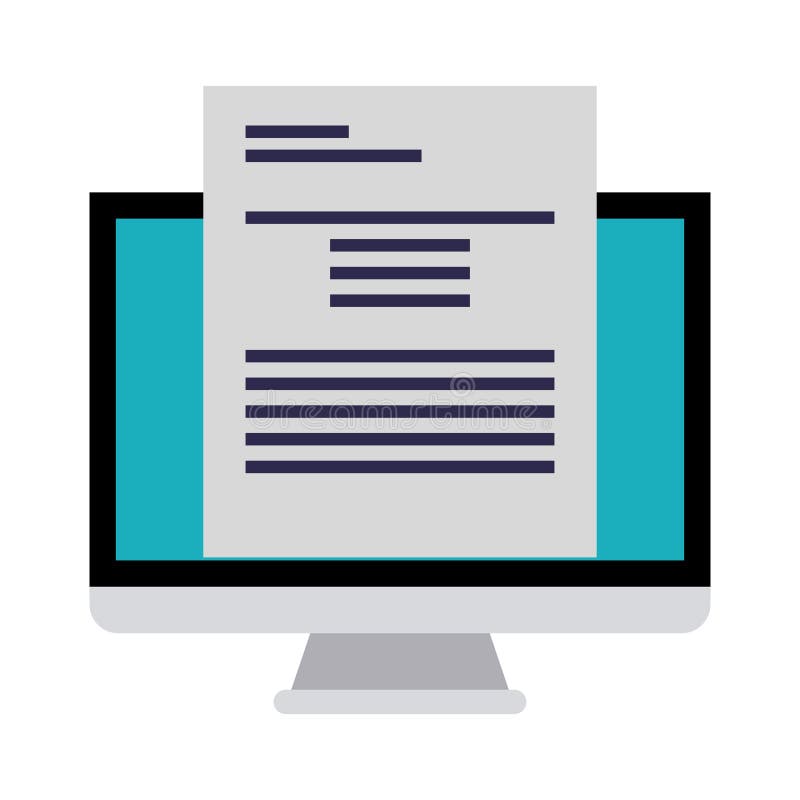 Computer Screen with Document Stock Vector - Illustration of marketing ...