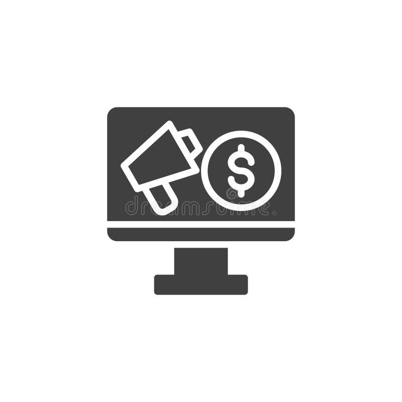 Computer Screen with a Dollar Sign and an Ad Vector Icon Stock Vector ...