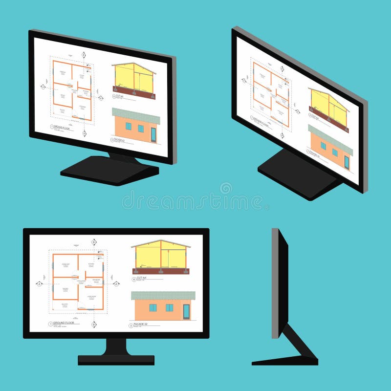 Computer screen drawing stock vector. Illustration of area - 122935830