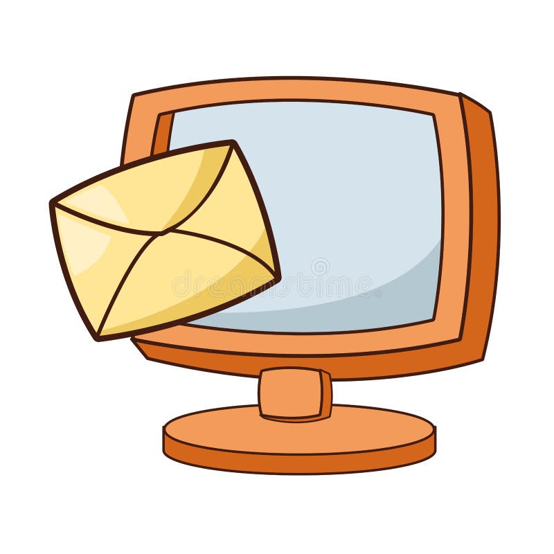 Computer Screen and Email Symbol Stock Vector - Illustration of ...