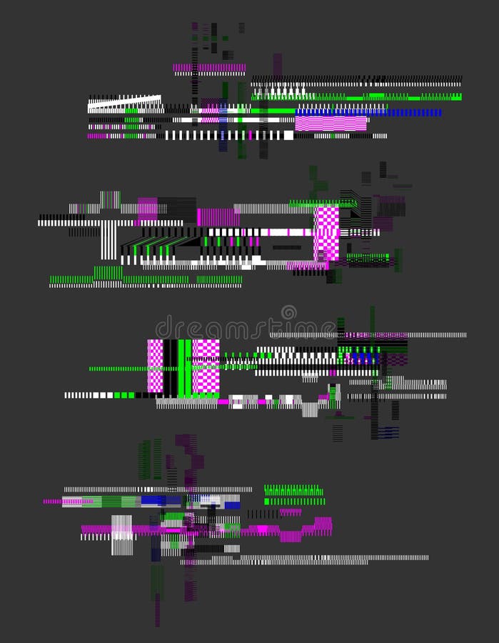 Computer Screen Error. Video Game Glitch. Isolated on a Gray Background ...