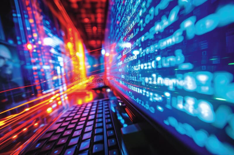 A Computer Screen Featuring an Assortment of Bright Lights Shining and ...