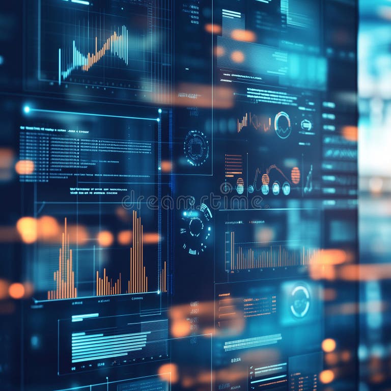 A Computer Screen Filled with Complex Data Analytics, Graphs, and ...