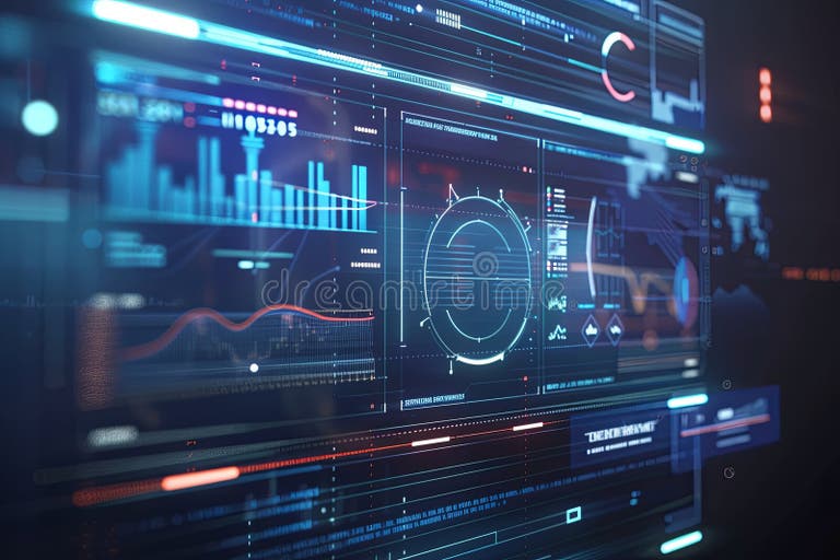 A Computer Screen Filled with Extensive Amounts of Data, Charts, Graphs ...