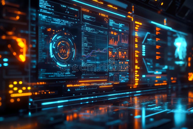 A Computer Screen with a Futuristic Interface on it Stock Illustration ...