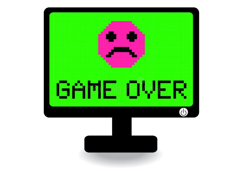 Computer Screen with Game Over Icon Stock Vector - Illustration of ...