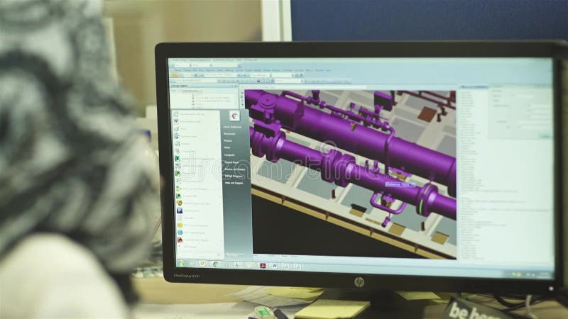 Black Computer LCD Screen Showing Autocad Engineering Design Stock ...