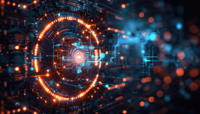 A Computer Screen with a Glowing Orange Circle in the Center by AI ...