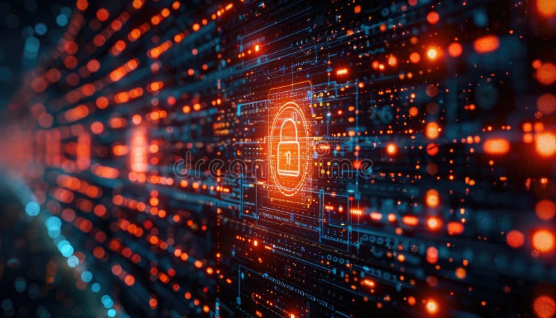 A Computer Screen with a Glowing Red Lock Symbol by AI Generated Image ...