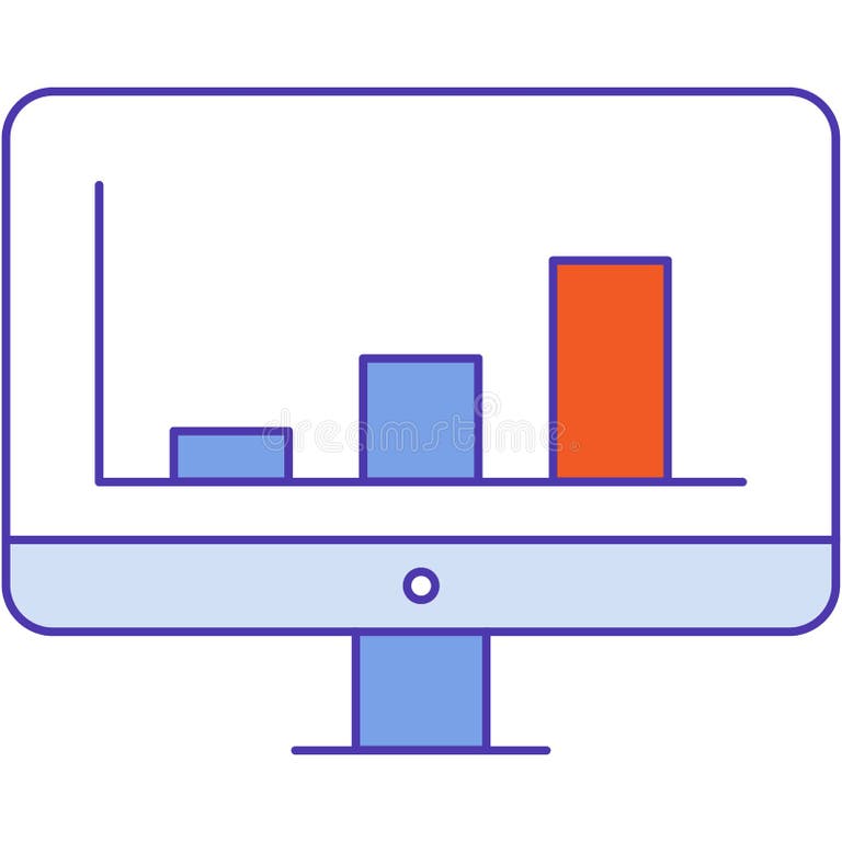 Computer Screen with Graph Vector Bar Chart Icon Stock Illustration ...