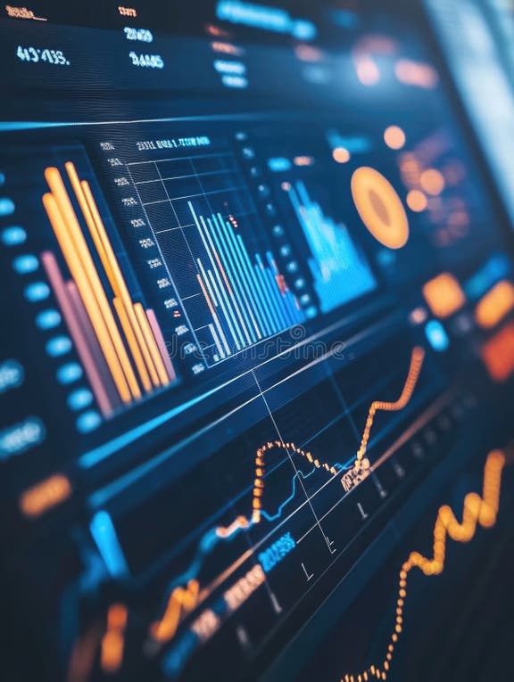 Computer Screen Graphs Close Up Stock Image - Image of graphs, data ...