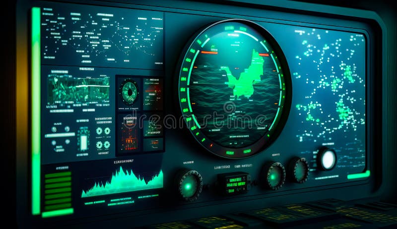 Computer Screen with Green Glow on it. Generative AI Stock Illustration ...